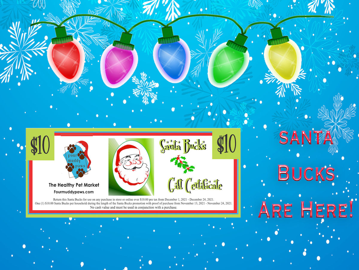 Santa Bucks Are Here! - Four Muddy Paws
