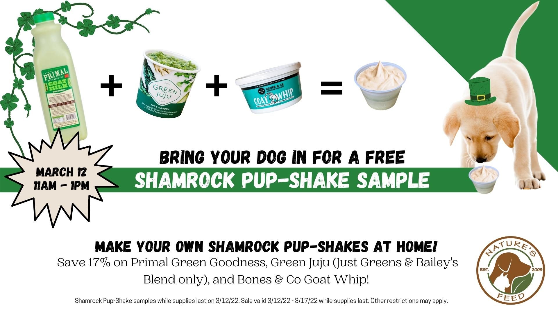 Shamrock Pup-Shake Samples - Nature's Feed